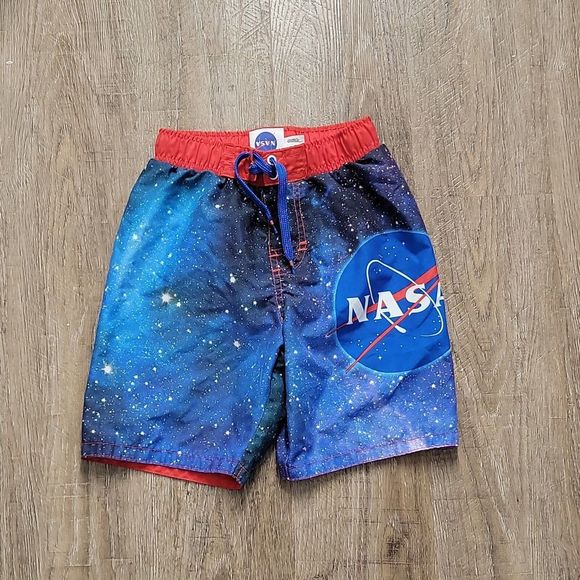 Nasa | Swim | Nasa Boys Swim Shorts Sz 67 Blue Red | Poshmark